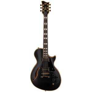 esp 6 string ltd xtone ps-1000 semi-hollow guitar, vintage black, right, (xps1000vb)