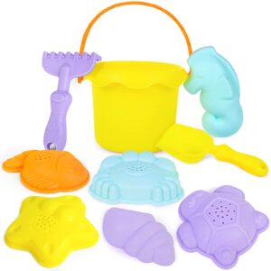 3 otters beach toys set, baby beach toys beach shovels rakestool kit sand bucket boys and girls beach toys set 9pcs