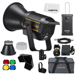 godox vl150ii 165w 5600±200k cri96+,tlci 96+ led studio video light with app control, built-in fx effects, outdoor-indoor dual-use led continuous light （vl150 upgrade ）