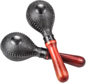 heatoe 1 pair black wood handle maracas, sand hammer percussion instrument shakers rattles for beginners and professionals