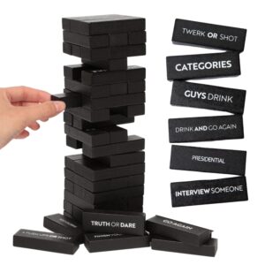 buzzed blocks adult drinking game - 54 blocks with hilarious commands and games on 40 of them | perfect pregame entertaining party starter game | novelty funny gift (black)