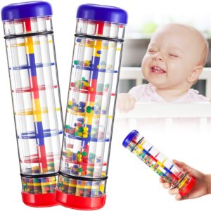 gejoy 2 pieces 8 inch mini rain stick shaker rattle tube rain stick rainmaker rainstick rattle music auditory instrument toy for babies toddler