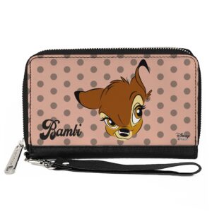 buckle-down women's pu zip around wallet rectangle-bambi, 7.5"x4.5"