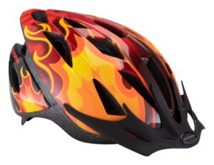 schwinn thrasher bike helmet, lightweight microshell design, child, flames