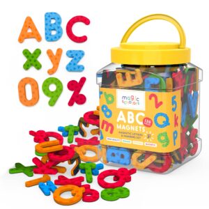 magic scholars abc magnetic letters for toddlers (3+ years) 130 pcs alphabet magnets and magnetic numbers gift set, large letter magnets for fridge, abc magnets educational toy