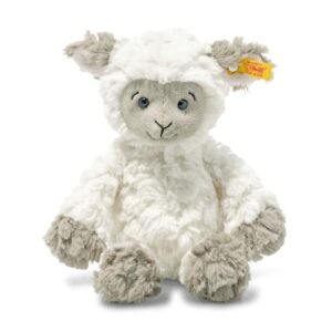 steiff lita lamb, premium lamb stuffed animal, lamb toys, stuffed lamb , lamb plush, cute plushies, plushy toy for girls boys and kids, soft cuddly friends (white/taupe, 8")