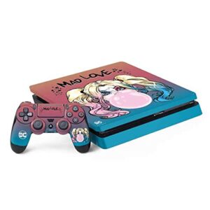 skinit decal gaming skin compatible with ps4 slim bundle - officially licensed warner bros harley quinn mad love design