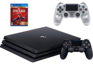 sony playstation 4 pro 1tb console bundle w / marvel's spider-man: game of the year edition and dualshock 4 wireless controller -crystal | blu-ray disc player | wi-fi | amd processor | hdmi cable (renewed)