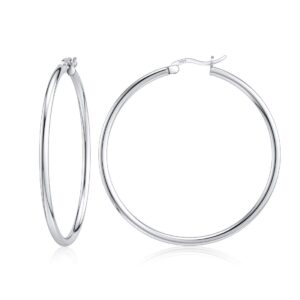 jiayiqi sterling silver hoop earrings for women 18k white gold plated hypoallergenic big sliver hoop earrings for women diameter 40mm