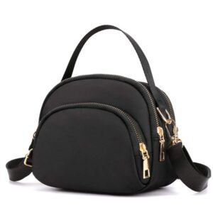 initial leaf women small crossbody bag girls phone purse mini shoulder pouch ladies nylon messenger pack wallet handbag (black)