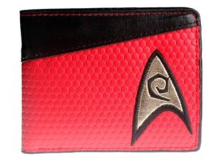 star scifi trek red engineering logo leather bi fold wallet