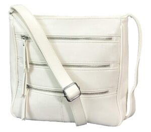 zzfab triple zipper locking concealed carry crossbody bag - ccw concealed carry purse (white)