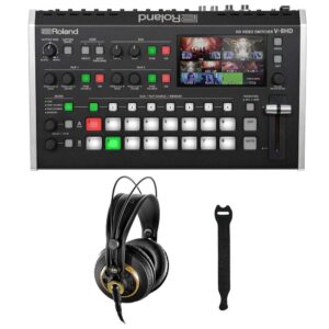 roland v-8hd hdmi video switcher with akg k-240 studio pro headphones & 10-pack straps bundle