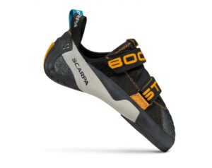 scarpa booster vegan rock climbing shoes for sport climbing and bouldering - specialized performance for sensitivity and support - black/orange - 7