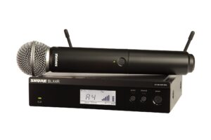 shure blx24r/sm58 wireless microphone system - 14-hour battery life, 300 ft range, uhf | sm58 handheld vocal mic, single channel rack mount receiver | j11 band (blx24r/sm58-j11)