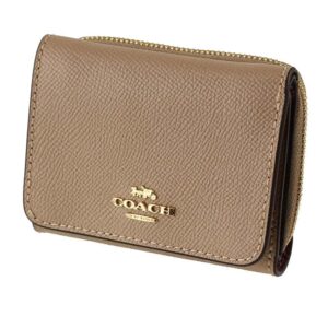 coach crossgrain small trifold wallet taupe style no 37968