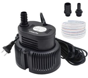 pool cover pump above ground - submersible sump pump, swimming water removal pumps, with drainage hose & 25 feet extra long power cord, 850 gph inground, 3 adapters black