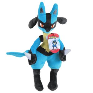 pokemon 12" large lucario plush - officially licensed - generation iv figure - authentic soft stuffed animal toy - valentine's day & easter basket stuffer gift for kids, boys, girls - 2+