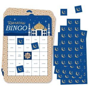 big dot of happiness ramadan - bingo cards and markers - eid mubarak bingo game - set of 18