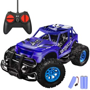 gahoo remote control car for kids - durable non-slip off-road shockproof high-speed, all terrain electronic rc racing car toy gifts for 3 4 5 6 7 8 year old boys girls (dark blue)