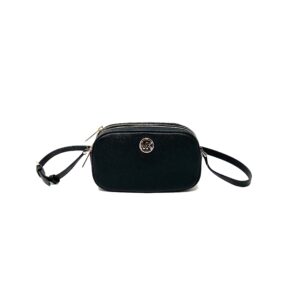 michael kors fulton double zip crossbody, black