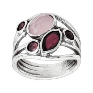 silpada 'red alert' natural garnet, rose quartz, & pink tourmaline ring in sterling silver, size 8