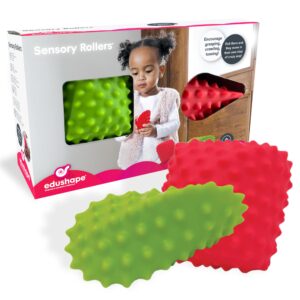 edushape sensory rollers - set of 2 sensory balls for baby alternative that help enhance gross motor skills for all ages - vibrant colorful baby balls & unique alternative to toddler ball for baby