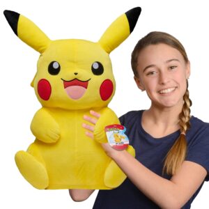 pokemon pikachu giant plush, 24-inch - adorable, ultra-soft, life size plush toy, perfect for playing & displaying - gotta catch ‘em all