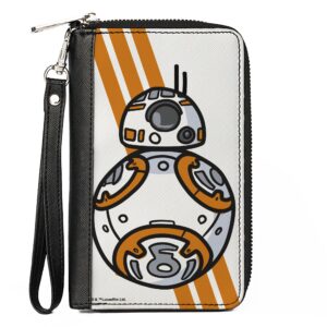 buckle-down women's pu zip around wallet rectangle-star wars bb-8, 7.5"x4.5"