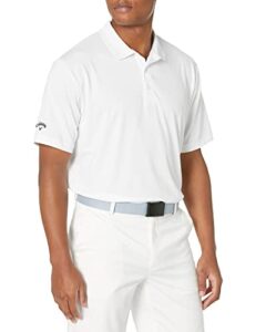 callaway men's solid opti-dri short sleeve golf polo shirt with stretch fabric, sun protection, extended sizing (sizes small-4xl), white, 4x-large