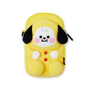 bt21 baby series chimmy character plush coin purse makeup toiletry pouch card wallet with lanyard, yellow