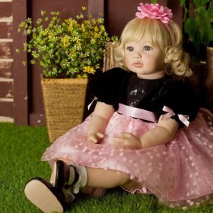 zero pam 24 inch lifelike reborn baby girl dolls realistic reborn toddler girls with pretty dress vinyl silicone newborn baby doll soft weighted body handmade baby toys