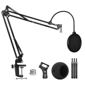 windscreen and dual layered pop filter heavy duty mic arm,broadcasting