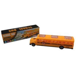 kids school bus toy, attractive flashing lights, sound and music, bump 'n go action, forest & twelfth cute yellow school bus toy to keep kids busy, great gift idea