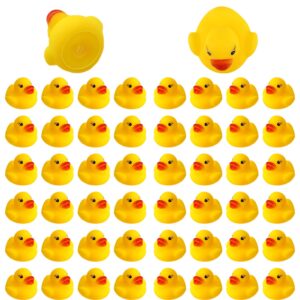 savita 50pcs rubber ducky bath toy for kids, float and squeak mini small yellow ducks bathtub toys for shower/birthday/party supplies（3.5×3.5×3cm/1.4×1.4×1.2inch）