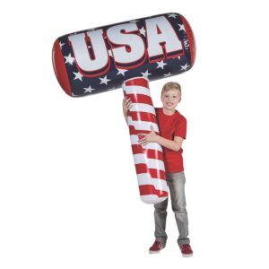 fun express large inflatable patriotic hammer – 5 feet tall red white & blue design perfect for 4th of july celebrations – parades sporting events party décor & fun photo opportunities – 1 piece