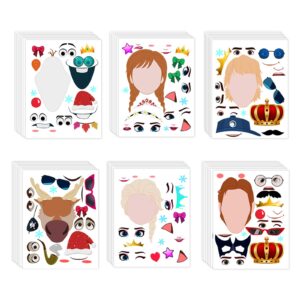 36 pieces sticker sheet, sticker packs kids, princess stickers for kids, make a face stickers sheets, make your own sticker, party game stickers diy activities stickers for kids ages 4-8