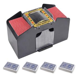 s sunsbell automatic card shuffler for five crowns card game, battery operated poker shuffling machine, poker card shuffler, card shuffler 4 deck automatic for poker, blackjack