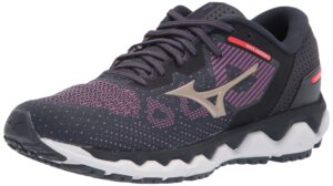 mizuno women's horizon 5 running shoe, violet-platinum gold, 7.5