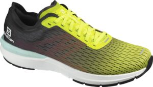 salomon sonic 3 accelerate road running shoes for men, safety yellow/white/black, 11.5