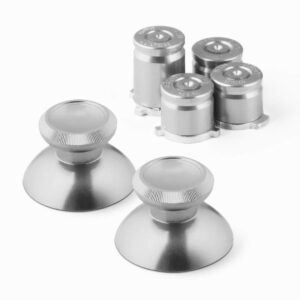 metal thumbsticks joysticks for xbox one, aluminum alloy abxy bullet buttons analog grip replacement parts for xbox one, for xbox one s/x/series x controllers with installation tools(silver)