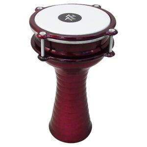 kids percussion 10'' length aluminum darbuka, 5.2" tunable synthetic head doumbek hand drum for kids (red)