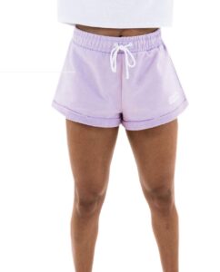 spalding women's workout lounge short, blue lilac, m