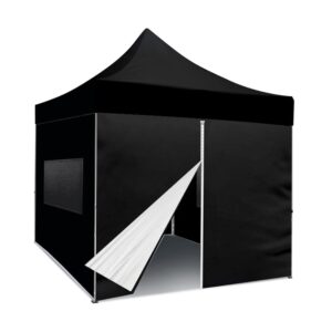 bannerbuzz pop up canopy tent privacy 10x10 emergency medical tents instant canopy folding party tent with sidewalls and mesh windows with wheeled bag (black)