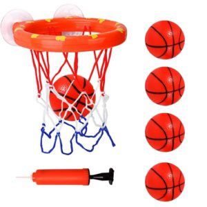 seisso bathtub bath toys, basketball hoop & 3 balls playset for boys girls, suctions cups basketball hoops toy for kids & toddlers, shooting game