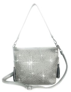 zzfab star sparkling rhinestones crossbody bag pewter