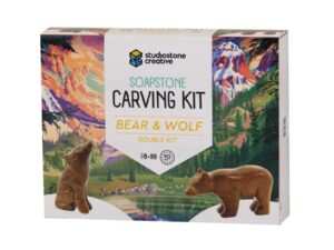 studiostone creative diy arts & crafts carving kit kids adults bear & wolf sculpture soapstone