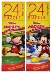 disney mickey mouse tower box puzzle 24 pcs, easy to play jigsaw puzzle, fun & exciting game, educational learning activity for kids, children, preschool toys & games assembled size 9.1 x 10.3 inch