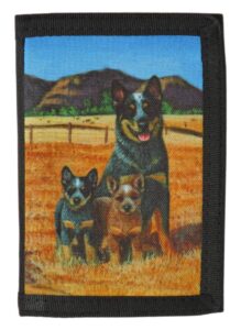 gone doggin australian cattle dog #1 tri-fold wallet - black nylon trifold wallet with acd artwork - australian cattle dog breed gifts