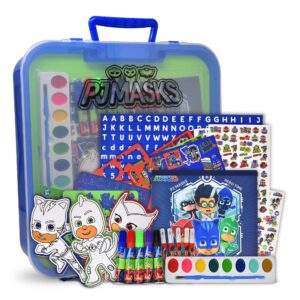 pj masks coloring and activity art tub, includes markers, stickers, mess free crafts color kit in art tub, for toddlers, boys and kids